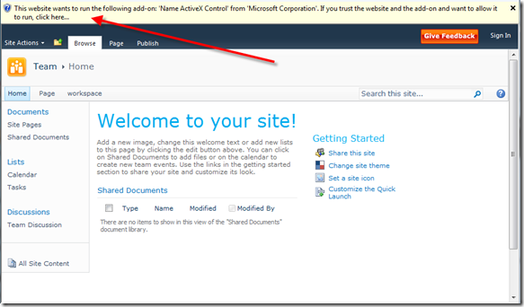 Removing The Name Activex Control Warning In Sharepoint 2010 Randy Drisgill Blog Archive